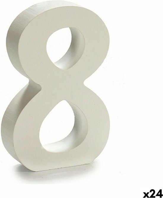 Cijfer 8 Hout Wit (2 x 16 x 14,5 cm) (24 Stuks) | bol.com