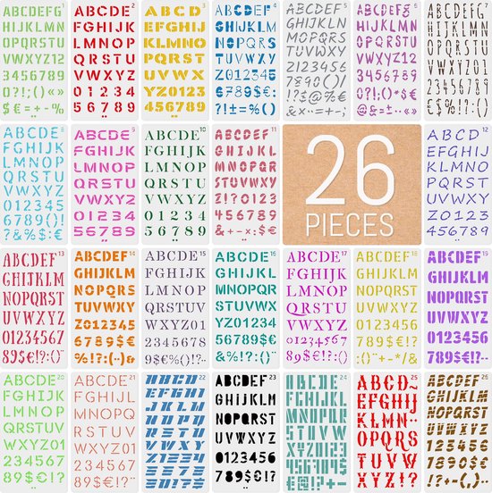 int!rend - 26 Lettertype sjablonen set I letters en cijfers, stijlen I ...