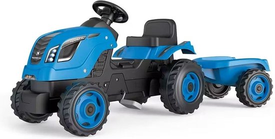 Smoby Farmer XL Traptractor Blauw + Aanhangwagen | bol.com