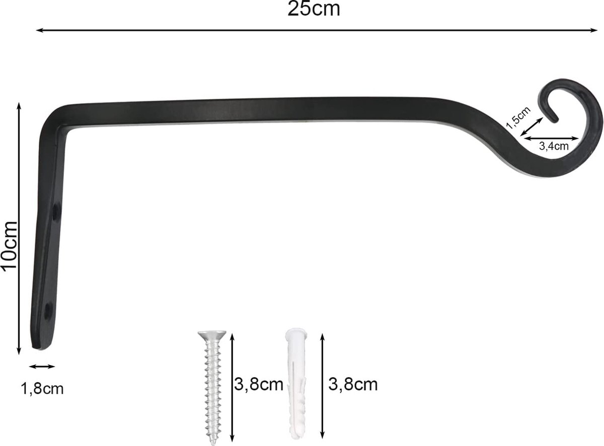 Plantenhouder, hangende mandhouder, ijzeren muurhaak, hangende mand ...