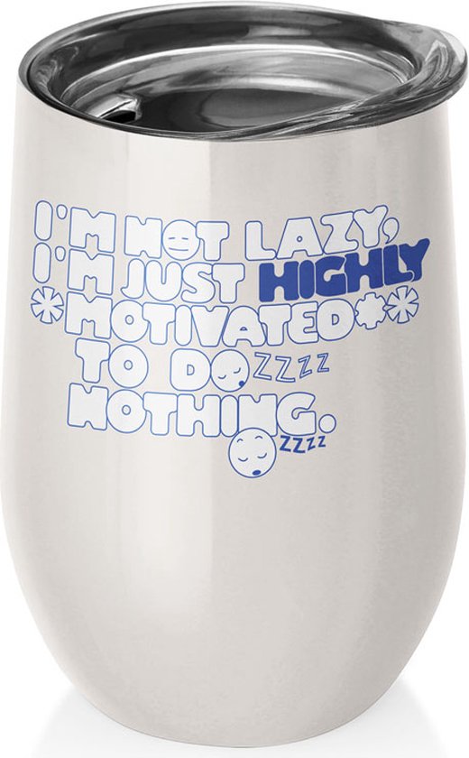 BioLoco RVS Kantoorbeker Thermos - I'm Just Lazy - 420ml | bol