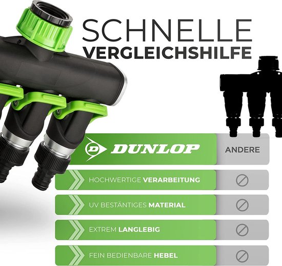 Dunlop 4-weg verdeler water - vrij verstelbare waterverdeler met snelkoppeling 3/4... | bol