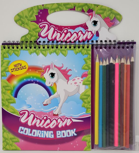 UNICORN SCHETSBOEK INCLUSIEF STICKERS SJABLONEN EN POTLODEN - EENHOORN ...