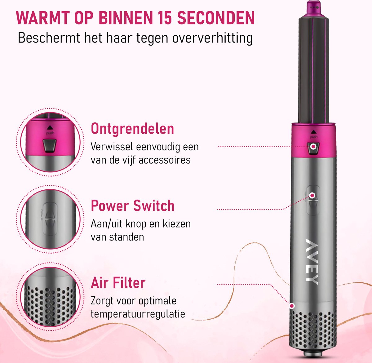 AVEY® Airstyler 5 in 1 Multi Styler Föhnborstel SET - Föhn - Hairwrap ...