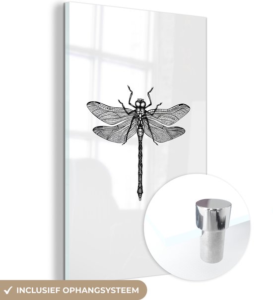 MuchoWow® Glasschilderij 20x30 cm - Schilderij acrylglas - Libelle ...