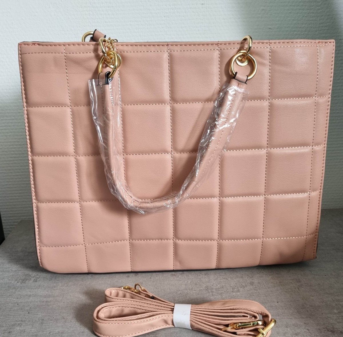 Roze blokjes handtas | bol.com