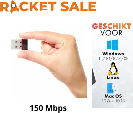 Rocket Sale ® WiFi Adapter, draadloze USB WLAN-Dongle 150 Mbps dual ...