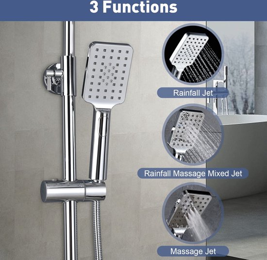 Solepearl - Douchekraan Set - Doucheset - Chrome Hoofddouche en ...