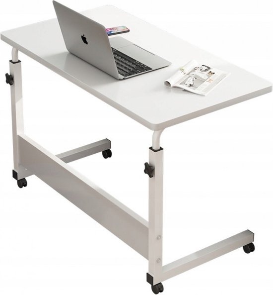 Mobiele Bureau met wielen - Wit - 80cm * 40cm - Laptoptafel - Banktafel ...