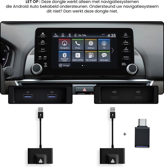 Wireless Android Auto Dongle - USB Adapter - Cardongle - 2024 Model | bol