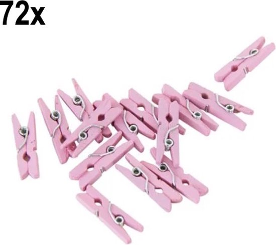 72x Mini Houten Knijpers Roze | bol
