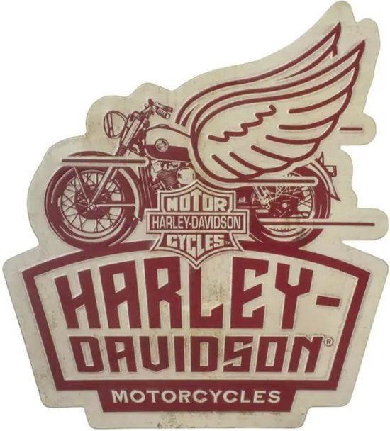 Harley-Davidson Winged Motorcycle Metalen Bord | bol