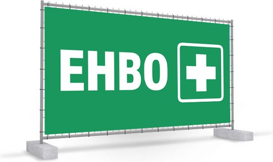 Doek EHBO - Bouwhek banier / vlag - 335 x 175 cm - duurzaam ...
