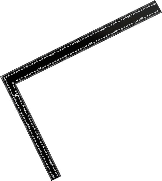 Benson Winkelhaak - Staal - Haakse hoek - Witte cijfers - 400 x 600 mm - Zwart | bol