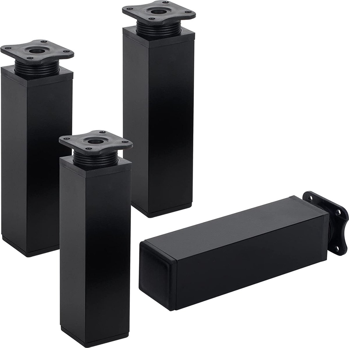 Meubelpoten verstelbaar vierkant, set van 4, 40 x 40 x 150 mm, zwart ...