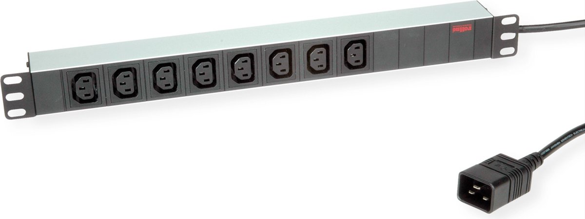 ROLINE 19" stekkerdoos 8-voudig C13 + C20 stekker , Aluminium, 2 m ...