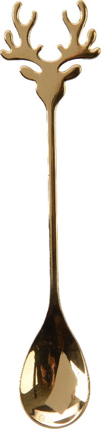 KERST THEELEPEL RENDIER GOUD - Theelepel hert rvs 17cm set a 2 | bol