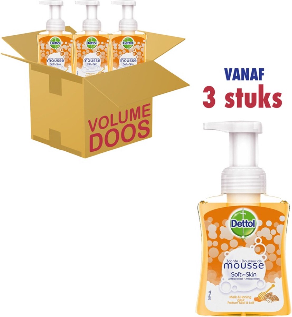 Dettol Soft On Skin Antibacteriële Mousse Melk-Honing (3 x 250ml) | bol.com