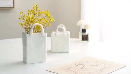 Keramische Vaas - Handtas Vorm - Wit - Modern Tas Design - Decoratief ...