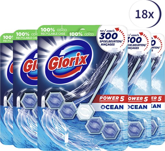 Glorix Power 5 Wc Blok - Ocean - 18 stuks - Halfjaarbox ...