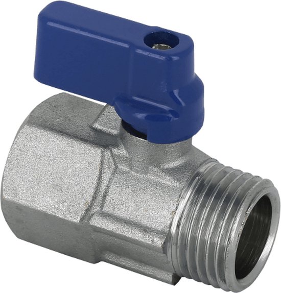 Bonfix Minikogelkraan met blauwe knop buitendraad x binnendraad 1/2inch x 1/2inch | bol.com