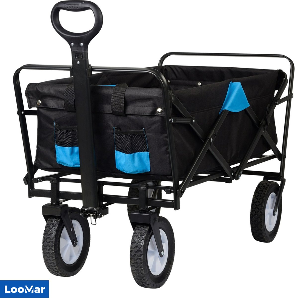 LooMar Bolderkar 2 - Opvouwbaar - met dakje - tuinkar - rubberen banden - bolderwagen... | bol.com