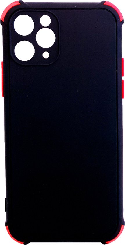 Apple iPhone 12 Pro - Siliconen backcover met rode accenten – Zwart ...