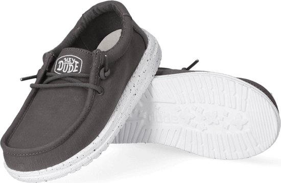 HEYDUDE Wally Youth Slub Canvas Jongens Instappers Dark Grey | bol