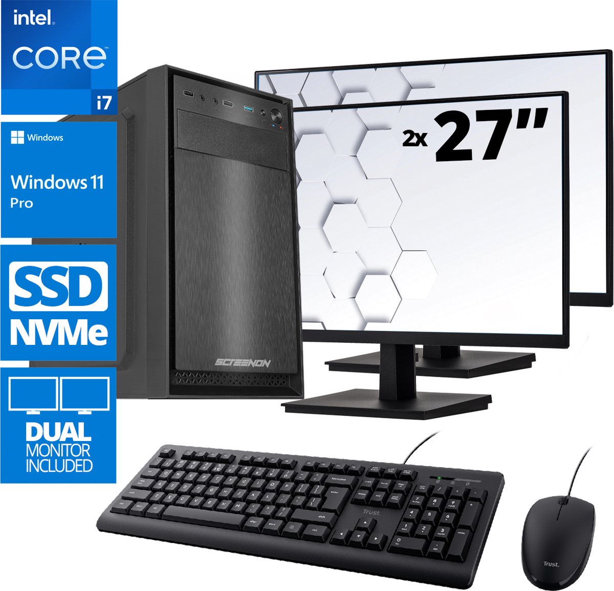 Intel Compleet PC SET | Intel Core i7 | 64 GB DDR4 | 2 TB SSD - NVMe ...