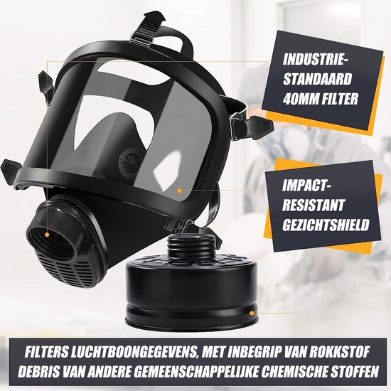 MF14 gasmasker masker + bus, breed gezichtsveld stofmasker, werkend ...