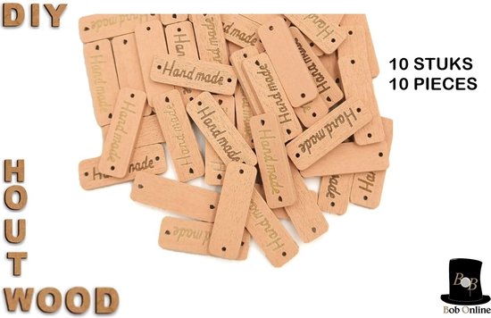 Bob Online ™ - 10 Stuks – Hout Kleur – ‘Hand made’ Houten Decoratieve ...