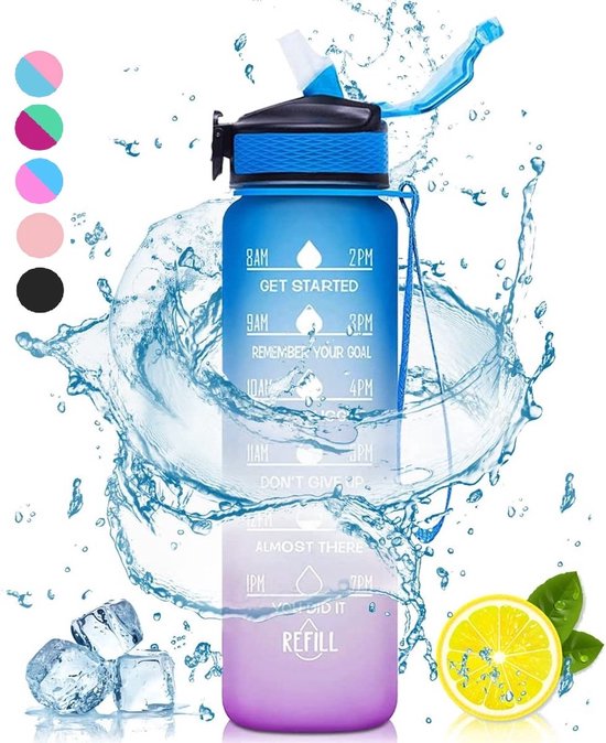 H-Bay Motivatie waterfles met tijdmarkering | Sport waterfles ...
