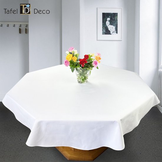 Tafel-Deco Tafelkleed ovaal wit model Jola 140 x 200 cm | bol