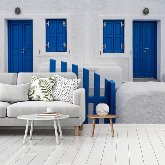 Huis - Architectuur - Blauw - Wit - Behangpapier | bol
