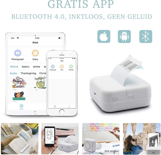 Mini Printer – Pocket Printer – Mobiele Fotoprinter Smartphone ...