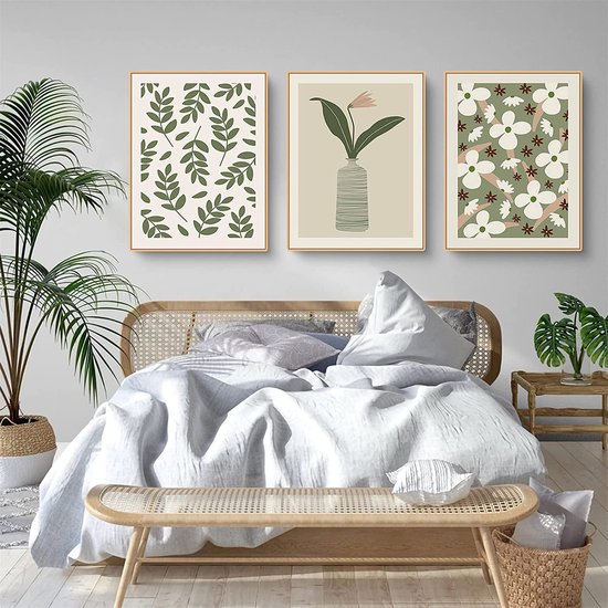 Set van 3 posters vintage abstracte planten bloemen muurfoto's ...