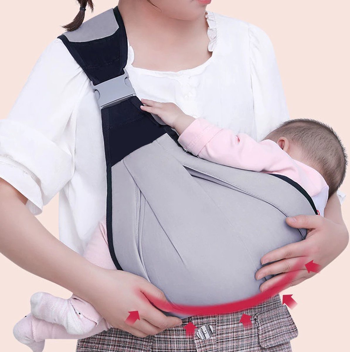 Draagdoek - Draagzak - Grijs - Wrap - Multifunctioneel - Ergonomisch ...