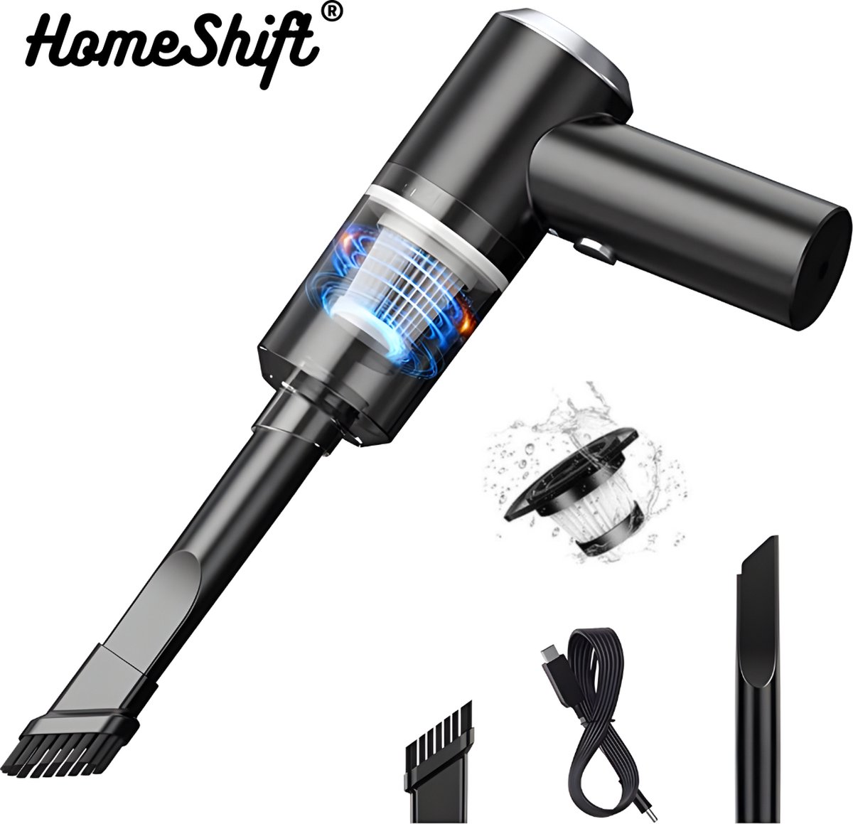 HomeShift® Autostofzuiger Draadloos - Nat & Droog - Kruimelzuiger ...