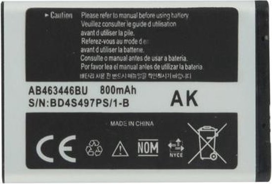 Vervangingsbatterij Voor Samsung - 800mAh - Model AB463446BU - Geschikt Voor Samsung... | bol.com