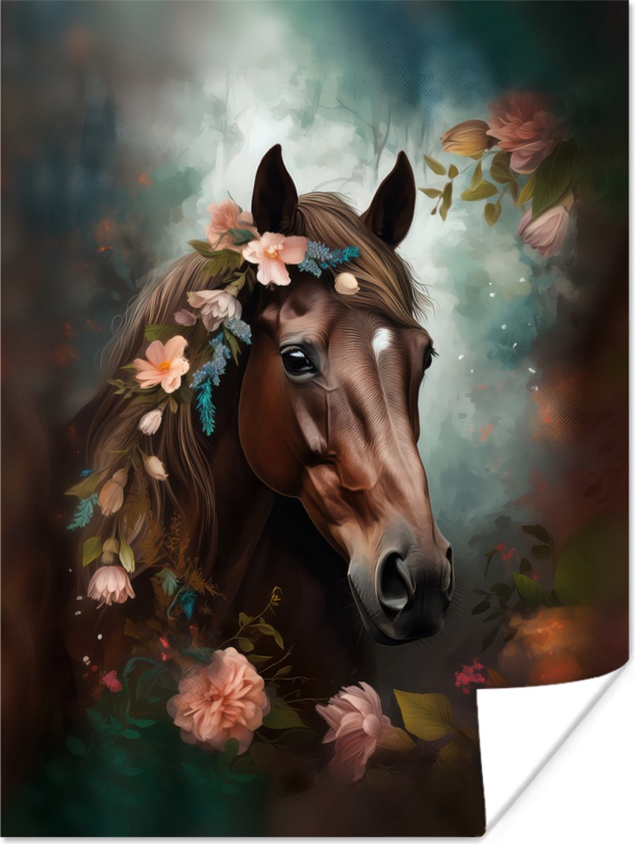 Poster Paard - Natuur - Bloemen - Dieren - Bos - 90x120 cm | bol.com