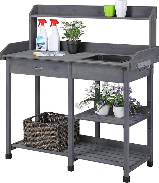 Luxe Houten Oppottafel voor in de je moestuin - Tuinwerktafel ...