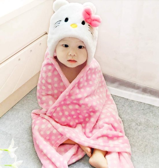 Multifunctionele Baby fleecedeken met capuchon Hello Kitty! | Badcape ...