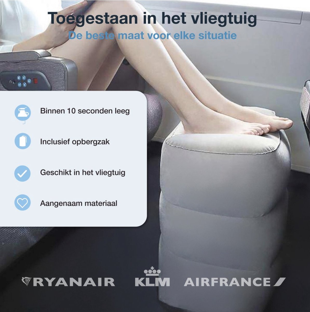 Vliegtuigbedje - Reiskussen - Voetensteun - Multifunctioneel ...