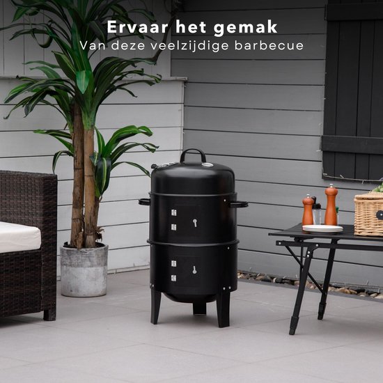 BBQ Rookoven - Rook- en Grilloven - Ø40 x H78 cm - Staal - 2 Roosters ...