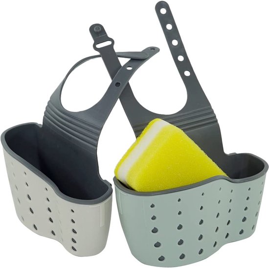 2-pack sponszeephouder met spons, CNYMANY verstelbare riem gootsteen ...