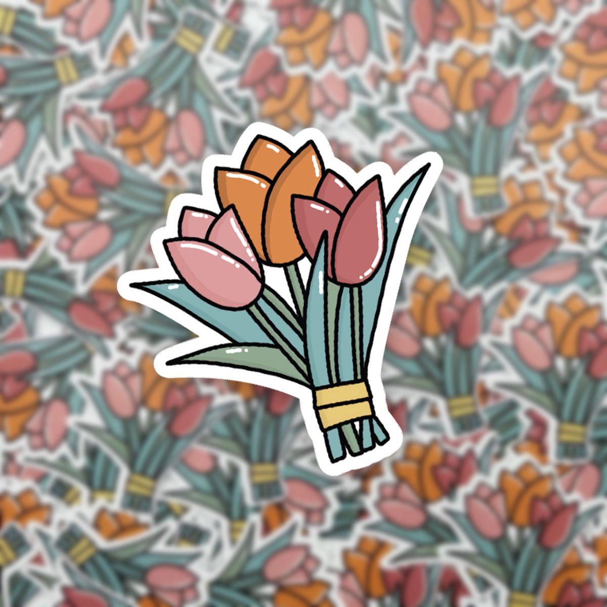 16 Stickers Tulpen - lente - bloemetje - sluitsticker - gestanst ...