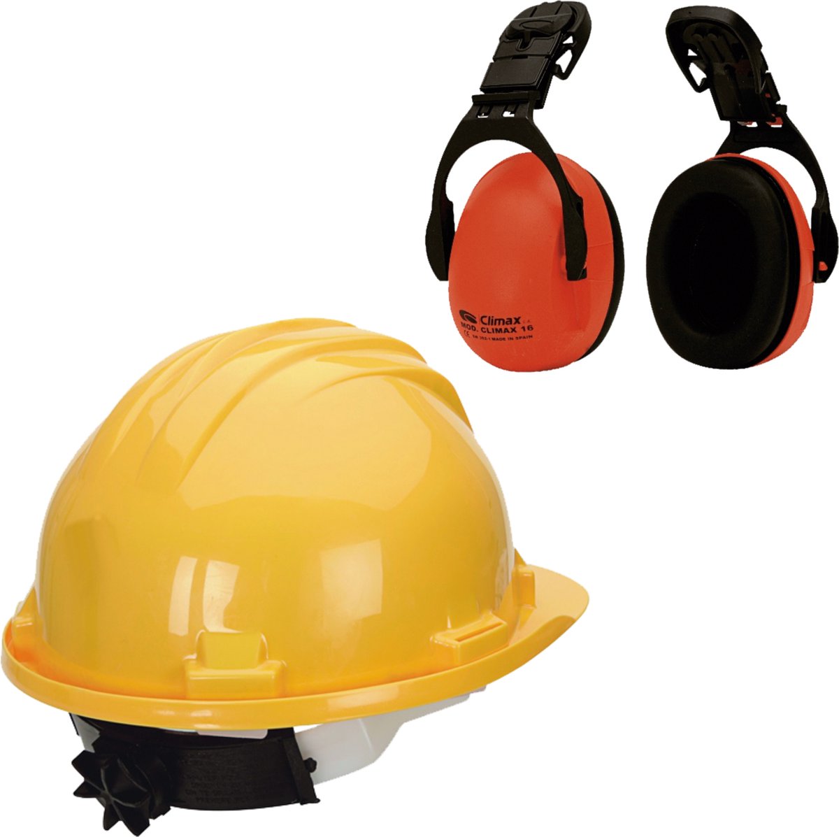 Veiligheidshelm RG5 met Oorkappen - Geel - Verstelbaar met Draaiknop - Oorkappen helm... | bol.com