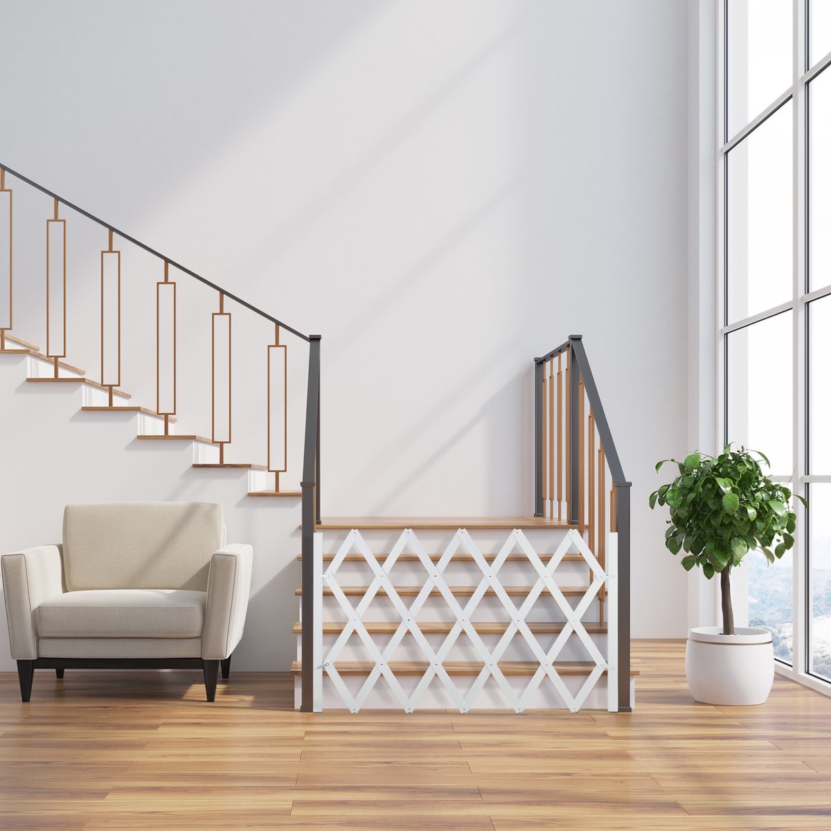 Relaxdays uitschuifbaar hondenhekje - wit - schuif traphekje ...