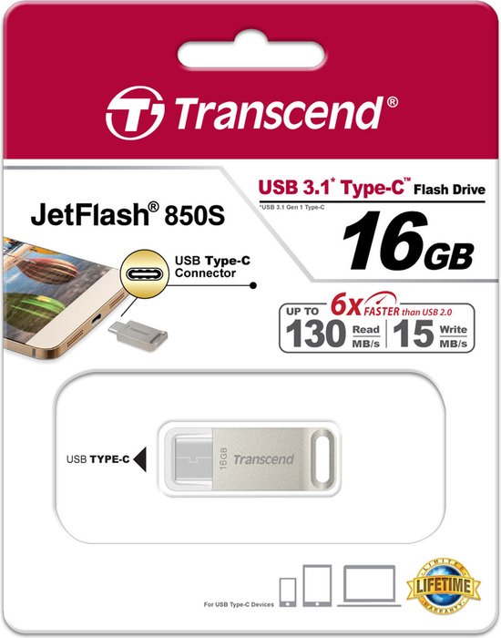 Transcend Jetflash 850 16GB USB type C OTG | bol