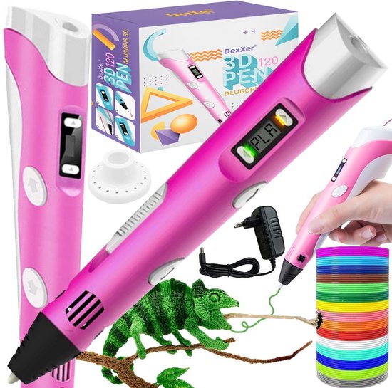 Kids 3D Pen Starterspakket Roze XXL - 120M Filament - 15 Kleuren ...